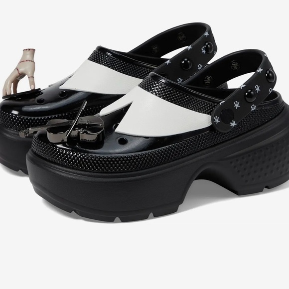 CROCS | Shoes | Crocs Black And White Platform Mules Wednesday Addams ...